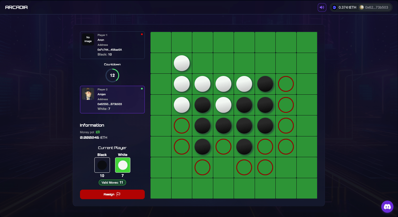 Play Reversi (Othello Online) | Online multiplayer Game with Crypto Stakes